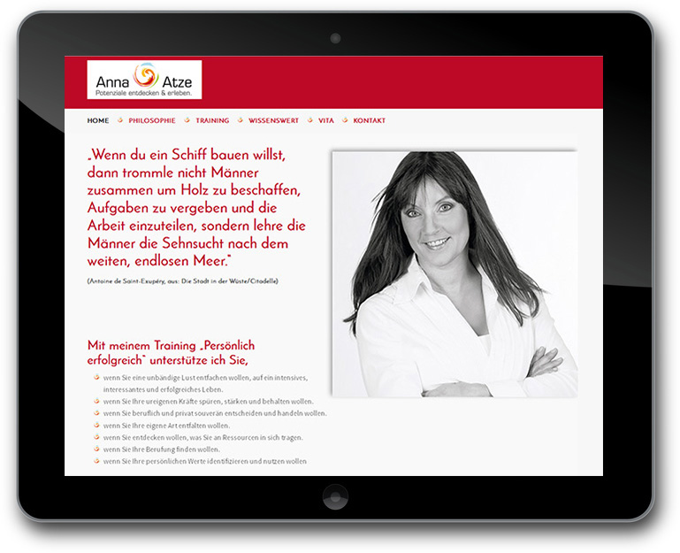 Kotowski Webdevelopment Referenz: Anna Atze Training Website - CMS ...